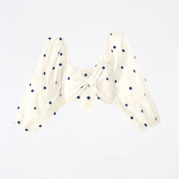 FARM Rio | Tops | Farm Rio Blue Flowers Crop Top | Poshmark